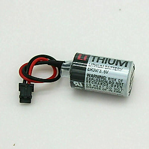 BAOBUTE 2PCS ER3V 3.6V 1000mAh PLC Lithium Battery Compatible for Toshiba JZSP-BA01 146705-1(with Black Connector), 14.5*25mm