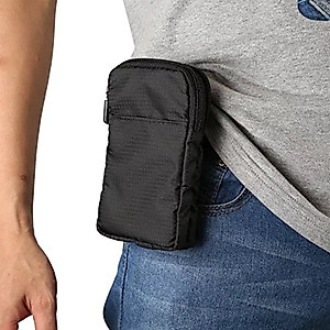 PT Universal Multipurpose Carry Case Pouch Nylon Sporty Smartphone Holster Belt Clip Waist Bag For Iphone 7 Plus Samsung Galaxy S7 Edge Note 5 Iphone 6S (Black)