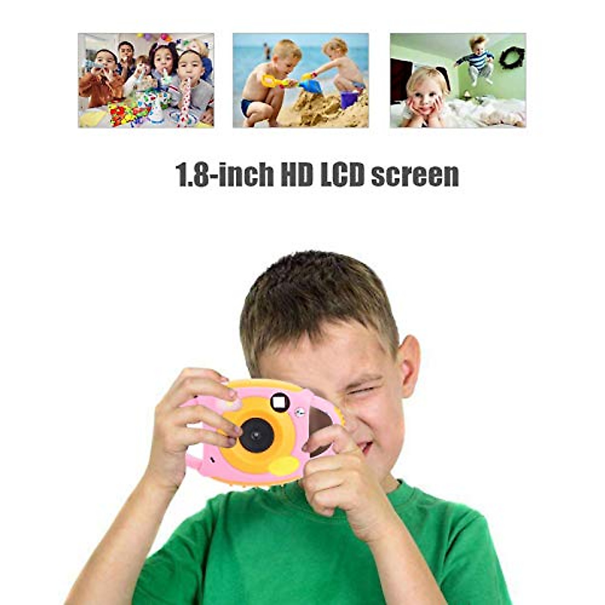 Selfie Mirror Children's Video Camera 600mAh Lithium Battery Children's Selfie Camera 4 Filters Multiple Photo Frame Options Kids Video Camera,for Kids(Pink)