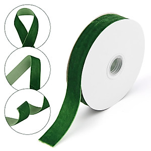10 Yards Velvet Ribbon 1 Inch Vintage Velvet Ribbon Satin Ribbon Roll Nylon Velvet Wired Ribbon Single Side Velvet Ribbon for Christmas Gift Wrapping, Wedding, Hair Bows