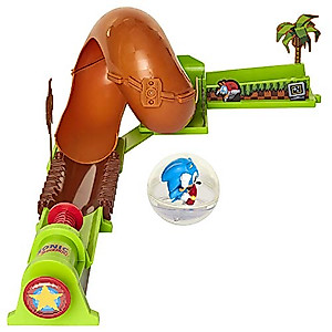 Sonic The Hedgehog Pinball Green Hill Zone , Track Play Set, 9 Piece, with Looping Action & Automatic Bumper Exclusive Sonic Sphere Included, for Ages 3+