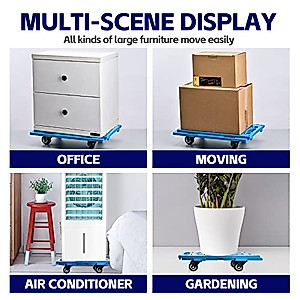 KURPHOYIN Furniture Moving Dolly with Wheels Heavy Duty Small Portable Floor Cart Interlocking Design Free Combination 2 Packs (Blue)