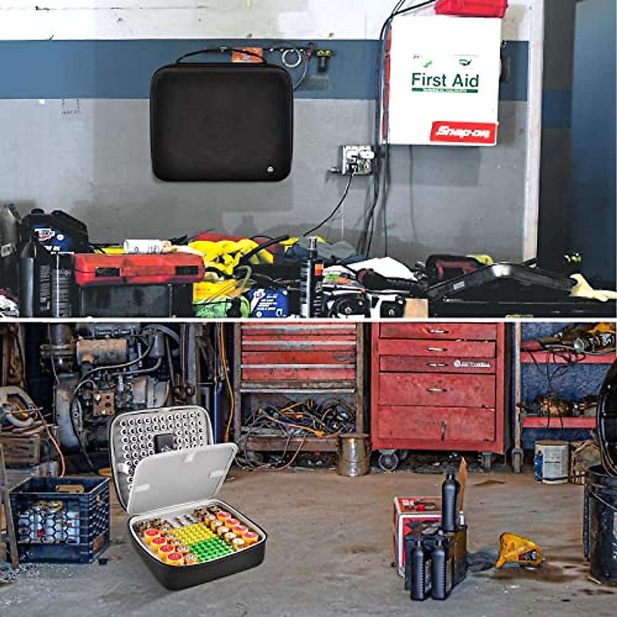 Battery Organizer Storage Case, 118+ Batteries Carrying Holder Container Box Double Mesh Pockets for AA AAA 9V C D with BT-168 Battery Tester (Batteries are Not Included)