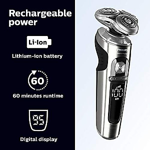 Philips Norelco Shaver 9000 Prestige, Rechargeable Wet or Dry Electric Shaver with Trimmer Attachment and Premium Case, SP9820/87