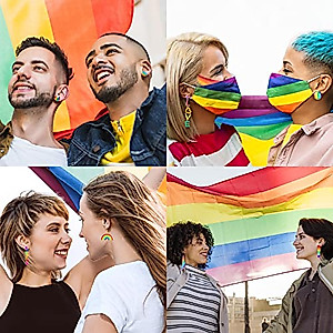 12 Pairs Rainbow Earrings Gay Pride Earrings LGBTQ Mesh Drop Clip on Earrings Lightweight Chain Rainbow Earrings Dangle Earrings Round Heart Lightning Drop Earrings for Women Men