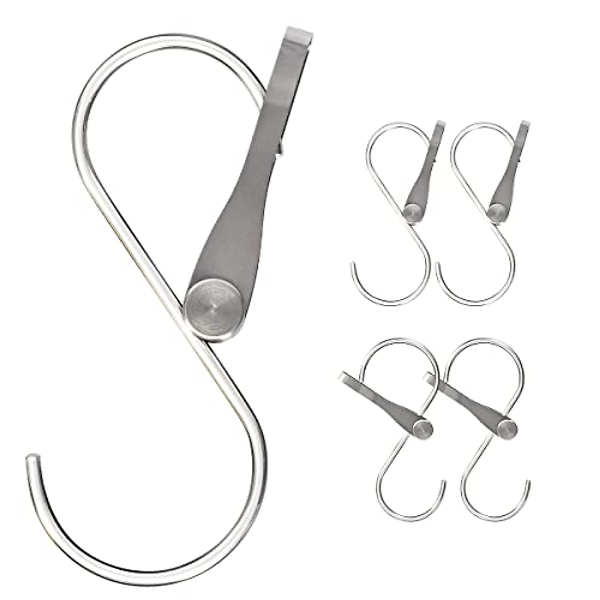 GEZIDEA S Hooks Stainless Steel Heavy Duty S Hooks Anti Drop for Work Shop,Wardrobe,Office,4Pieces