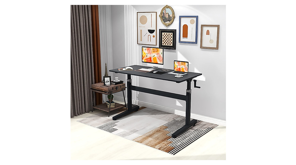 Ergonomic Win Up Time Manual Standing Desk - Adjustable & Mobile