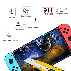 Nintendo Switch Screen Protector, LINNO Eyes Care Anti UV,Anti blue light tempered glass Protection film for Nintendo 2017 Profession For game Super HD Anti Fingerprint, scratch resistance(2-PACK)