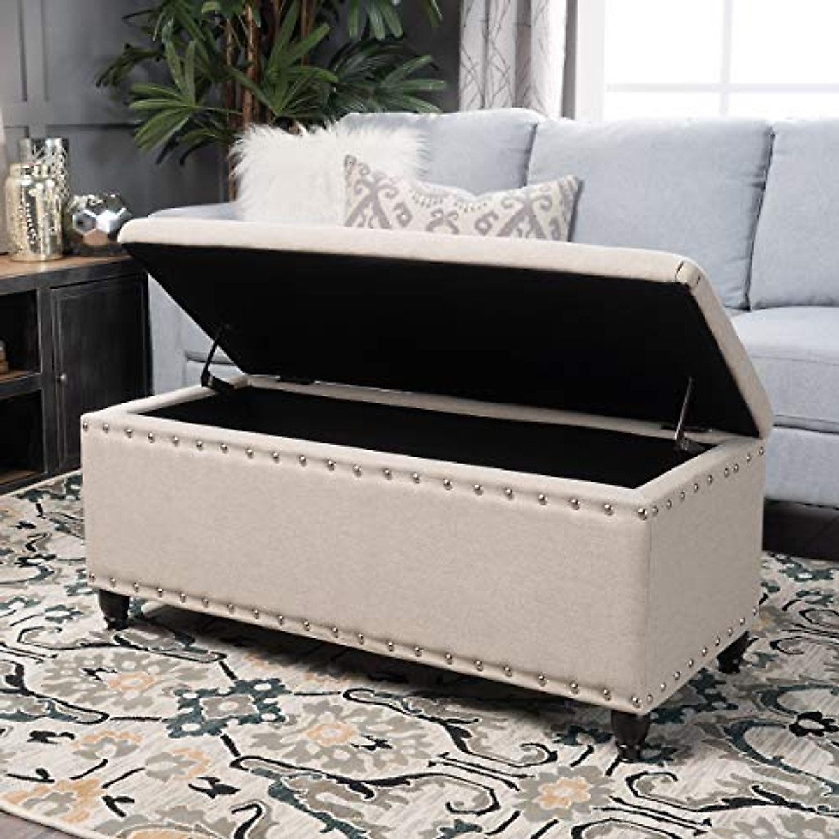 Christopher Knight Home Tatiana Fabric Storage Ottoman, Wheat