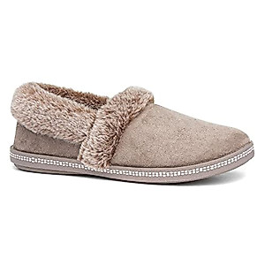 Skechers Women's Cozy Campfire-Team Toasty-Microfiber Slipper with Faux Fur Lining, dark taupe, 10 M US