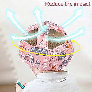 ORANGEHOME Toddler Walking Helmet, Baby Bumper Protect Hat Head Cushion Breathable, Kids Anti-Fall Safety Cap for Walking and Playing-Pink