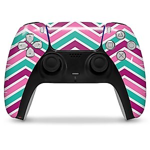 WraptorSkinz Skin Wrap compatible with Sony PS5 DualSense Controller Zig Zag Teal Pink Purple (CONTROLLER NOT INCLUDED)
