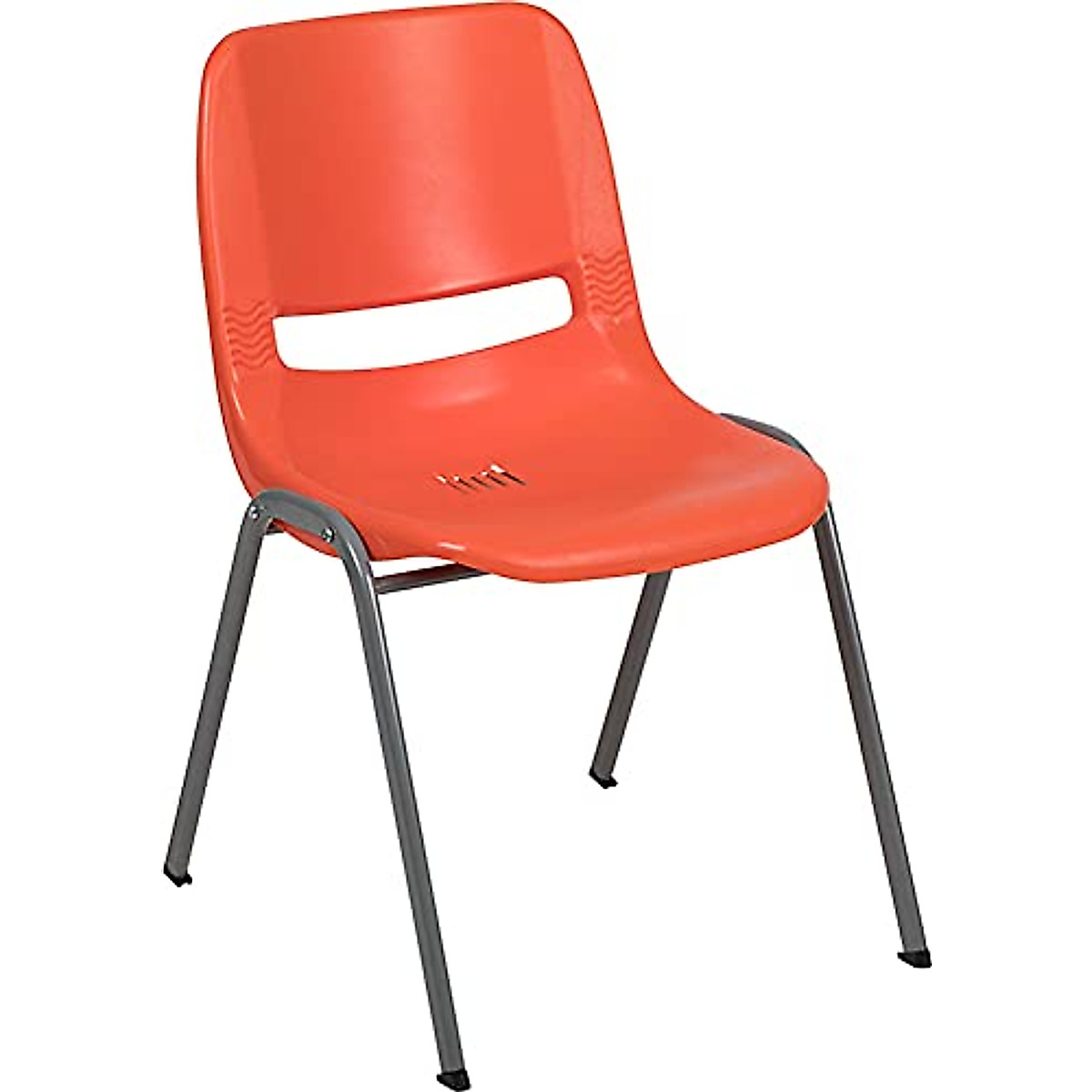 Flash Furniture HERCULES Series 5 Pack 880 lb. Capacity Orange Ergonomic Shell Stack Chair with Gray Frame