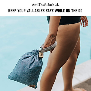 LOCTOTE AntiTheft Sack 3L | Portable Travel Safe | Cut-Resistant, RFID Blocking and Water Resistant | Beach Bag with Lock | Beach Safe | Travel Pouch | Beach Lock Box for Valuables and Personal Items