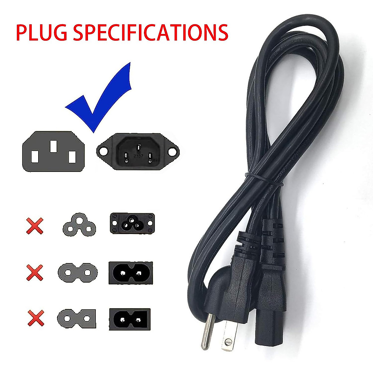 5898412LF 58984402L Power Cord Replacement, Compatible with Maytronics Dolphin Cleaner's Digital Power Supply, 10 Amps 125 Volts Black 3 Prong AC