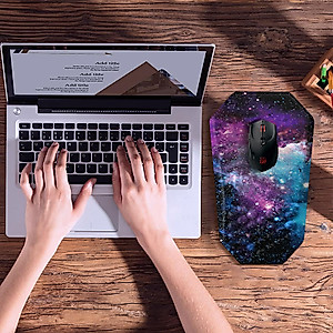 Roxooze Ergonomic Mouse Pad with Wrist Rest, Gaming Mouse Pad Wrist Support, Memory Foam Mousepad with Massage Design, Non-slip PU Base Mouse Pads for Wireless Mouse & Desk, Purple Blue Galaxy