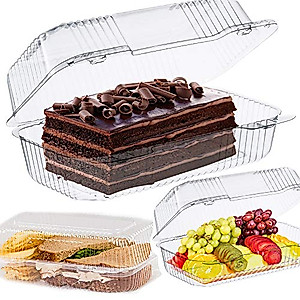 The Bakers Pantry cake roll container Clear Hinged Lid disposable 9"x 5 great for Loaf Deep Cookies plastic containers disposable donut cookie sandwich clamshell containers for food (Pack of 50)