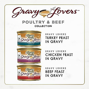 Purina Fancy Feast Gravy Lovers Poultry and Beef Gourmet Wet Cat Food Variety Pack - (24) 3 oz. Cans