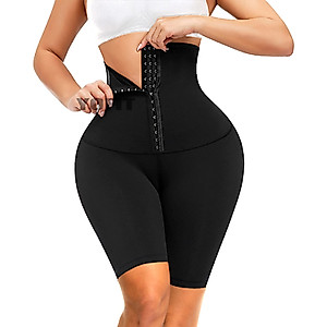 YOFIT Super High Waist Corset Shorts Waist Trainner Yoga Shorts with Corset Black XXL