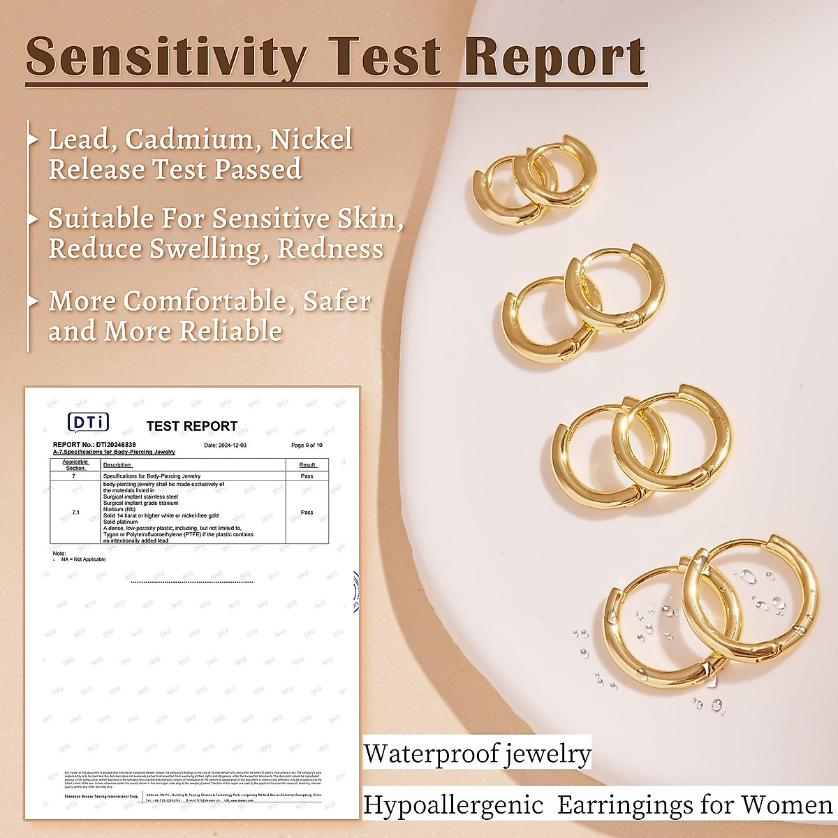 Gokeey Gold Hoop Earrings Set: 14k Gold Plated Lightweight Hoops - Huggie, Cartilage (6mm-12mm)