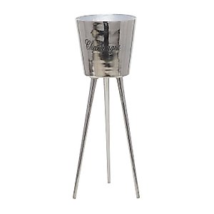 Deco 79 Aluminum Tall Floor Champagne 3 Bottle Ice Bucket, 9" x 9" x 28", Gray