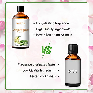 PHATOIL 3.38FL.OZ Cucumber Melon Fragrance Oils for Aromatherapy, Essential Oils for Diffusers for Home, Perfect for Diffuser, Yoga, Skin Care, DIY Candle and Soap Making - 100ml