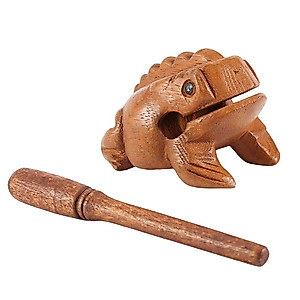 Delaman Wood Frog Guitar File, Percussion Instrument Tone Block Thai Lucky Baby Family and Office Decoration Traditional Craft (4.1in)