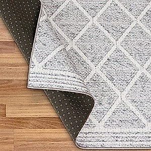 ReaLife Machine Washable Rug - Stain Resistant - Eco-Friendly, Non-Slip, Family & Pet Friendly - Made from Premium Recycled Fibers - Tessa Modern Distressed Trellis - Light Gray Ivory, 2'6" x 6'