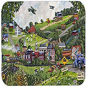 Caroline's Treasures PTW2012LCB Summer in Small Town USA Glass Cutting Board Large Decorative Tempered Glass Kitchen Cutting and Serving Board Large Size Chopping Board