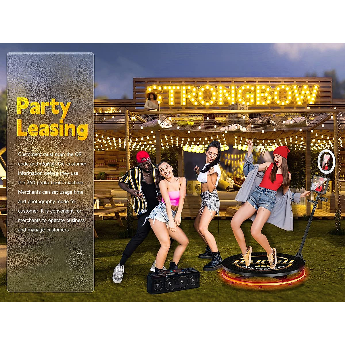 HARZHI 360 Photo Booth 80CM + 24V Battery,360 Slow Motion Photo Booth 31.5" with Honeycomb Case Automatic 360 Spin Camera Machine for Parties Christmas Wedding 3-5 People