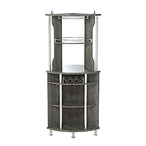 QNICE 71" LED Lights Industrial Bar (Dark Rustic Oak-1)