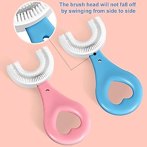 2PCS Kids U-Shaped Toothbrush, Manual Training Tooth Brush, Food Grade Soft Silicone Brush Head, 360° Oral Teeth Cleaning Design for Toddlers and Children(S(Ages 2-6))