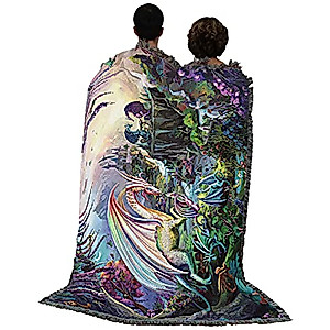 Pure Country Weavers Dragon Valley Blanket by Rose Khan - Gift Fantasy Tapestry Throw Woven from Cotton - Made in The USA (72x54)