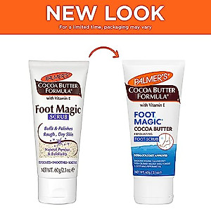 Palmer's Cocoa Butter Formula Foot Magic Exfoliating Foot Scrub with Vitamin E, Use With Foot Scrubber for Pedicure, For Dry, Cracked Feet, 2.1 Ounce
