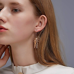 BELUCKIN Vintage Egyptian Big Insect Bug Cicada Dangle Earrings Retro Animal Jewlery (gold)