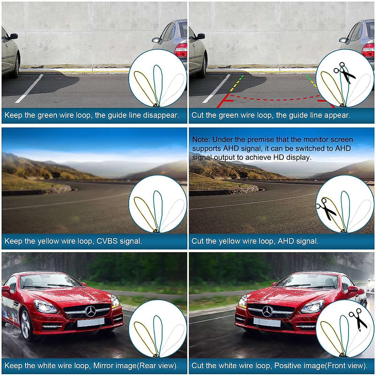 Car Backup Camera, 170 Degree Wide Angle Rear View Camera, HD Night Vision Reverse Camera, IP69K Waterproof License Plate Backup Camera for Vehicle, SUV, RV, Pickup Trucks, Van