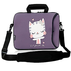 RICHEN 10 inch Messenger Bag Carrying Case Sleeve with Handle Accessory Pocket Fits 7 to 10-Inch Laptops/Notebook/ebooks/Kids Tablet/Pad (7-10.2 inch, Cute Cat)