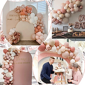 Boho Pink Balloon Arch Garland Kit, SCMDOTI Blush Pink Balloon Arch with Double Stuffed Dusty Pink Nude Neutral Balloons for Baby in Bloom Baby Shower, Birthday, Weddings,Bridal Shower Decoration