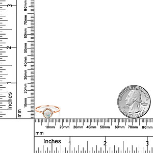 Gem Stone King 10K Rose Gold Gemstone Birthstone & Diamond Halo Promise Wedding Engagement Ring | Round 6MM | Rose Gold Ring For Women