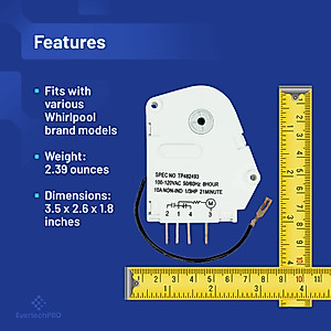 EvertechPRO Refrigerator Timer-Def Replacement for Whirlpool W10822278 14210016 2188372 2188376 4318057