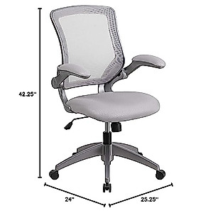 Flash Furniture Kale Mid-Back Gray Mesh Swivel Ergonomic Task Office Chair with Gray Frame and Flip-Up Arms