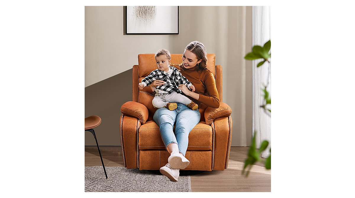 Plococo Swivel Rocker Recliner with USB & Adjustable Headrest