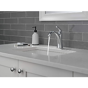 Delta Faucet Arvo Single Hole Bathroom Faucet, Single Handle Bathroom Faucet Chrome, Bathroom Sink Faucet, Drain Assembly Included, Chrome 15840LF