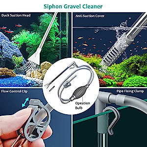 iPriro Glass Betta Aquarium Starter Kits Fish Tank with LED Light and Temp Display 1.5 Gallon, Top Filtration, Gravel Cleaners, Cleaner Tool 4 in 1