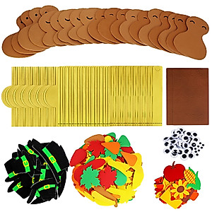 Winlyn 24 Sets Thanksgiving Turkey Headbands Fall Thanksgiving Craft Kits DIY Turkey Hats with Fall Leaf Pumpkin Turkey Feather Foam Stickers Googly Eyes Art Sets for Kids Party Classroom Activities