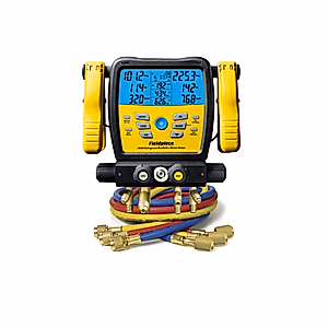 Fieldpiece SM480V - Four Port, Wireless SMAN Manifold with Micron Gauge and Yellow Jacket 22985 Hoses