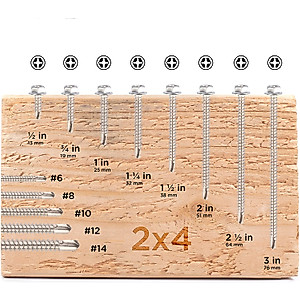 THE CIMPLE CO #8 Size, 1/2" Length (13mm) - Self Tapping/Drilling Screw - 410 Stainless Steel (Exceptional Wear and Very Corrosion Resistant) - Hex and Phillips Head - 100pcs