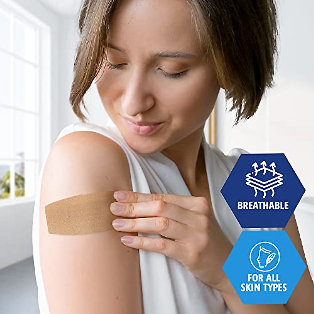 MED PRIDE Sterile Fabric Adhesive Bandages [50 Count]- First Aid Bandages Coated with Hypoallergenic Adhesive & Non-Stick Pad- Latex-Rubber Free Wound Care Bandages- Individual Wrapped- 2” x 4.5''