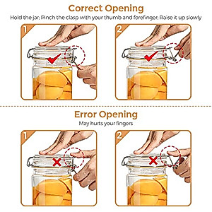 ComSaf Airtight Glass Canister with Lid Set of 6, 25oz Food Storage Jar, Storage Container with Seal Wire Clamp Fastening for Kitchen Fermenting Preserving Canning Pasta Flour Cereal