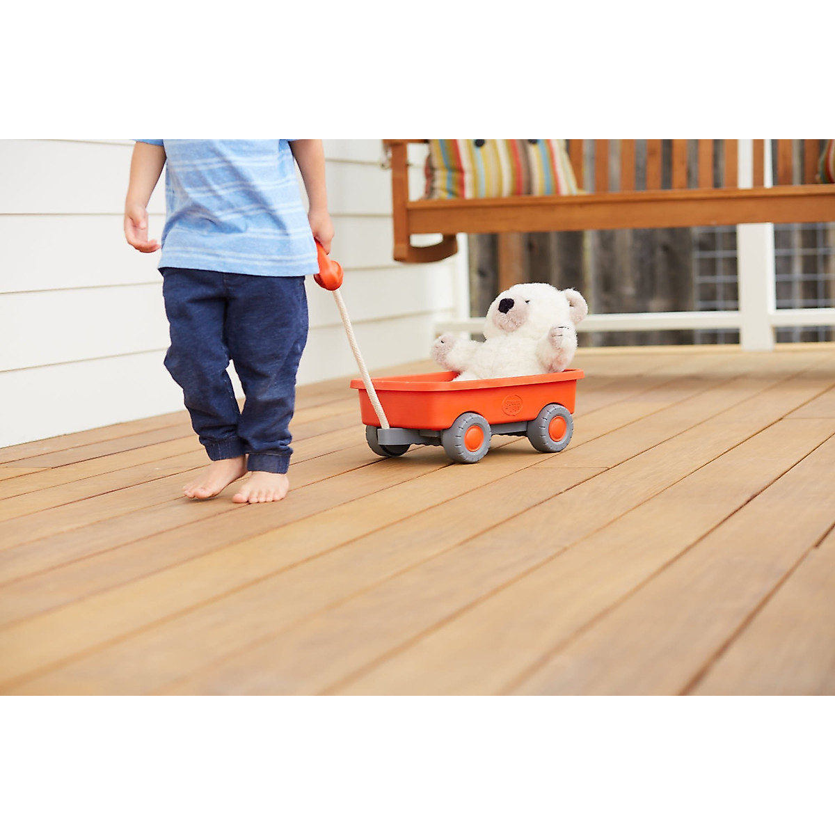 Green Toys Wagon, Orange - Pretend Play, Motor Skills, Kids Outdoor Toy Vehicle. No BPA, phthalates, PVC. Dishwasher Safe, Recycled Plastic, Made in USA.